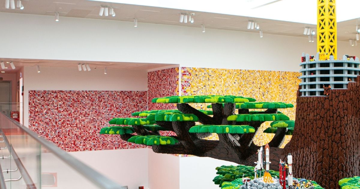 Giant LEGO DOTS art installation in LEGO House.
